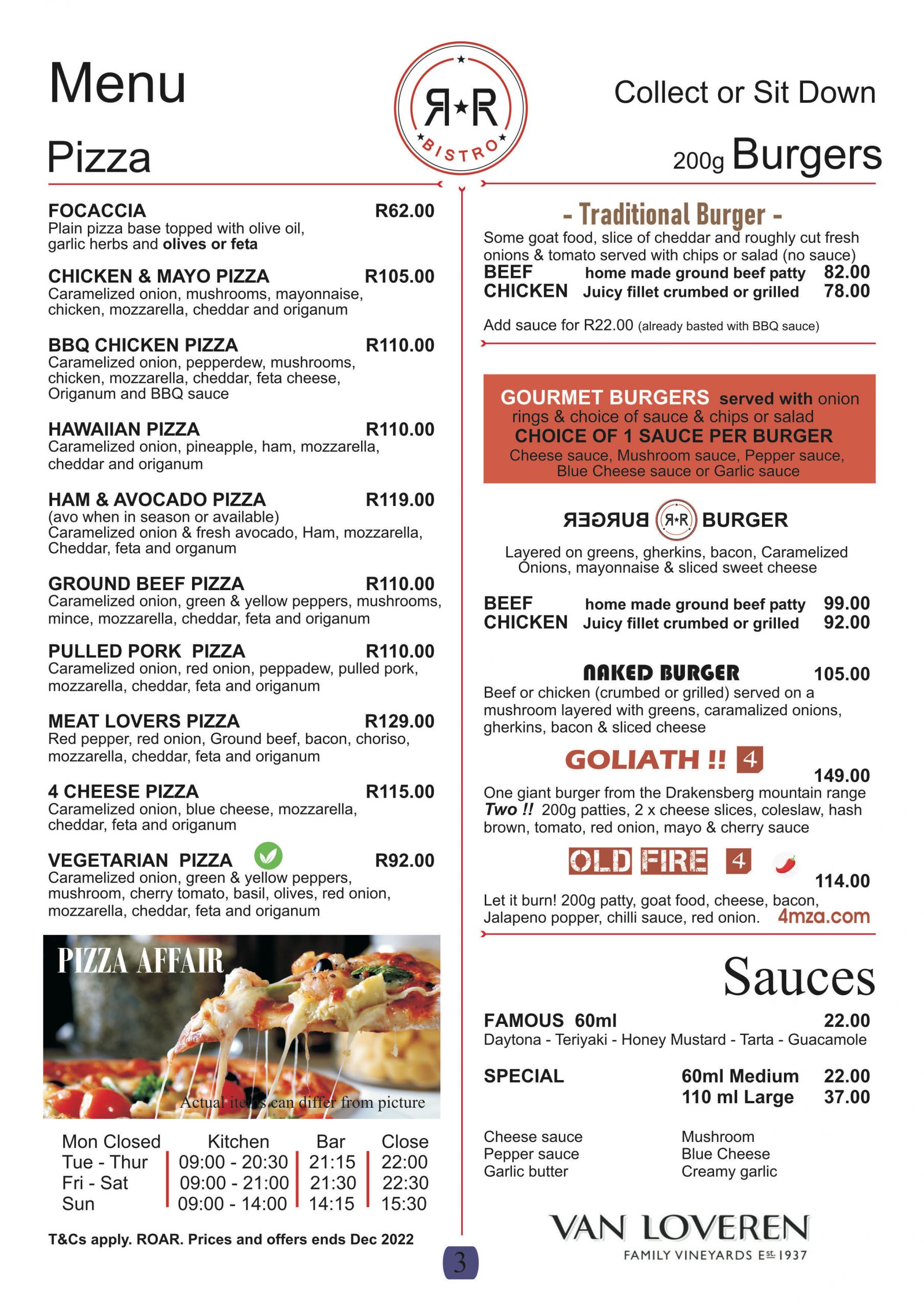 R&R Bistro – PLEASE NOTE NO CASH PAYMENTS-CARD PAYMENTS ONLY