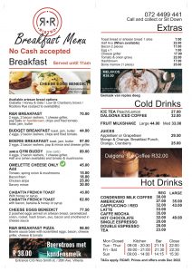 R&R Bistro – PLEASE NOTE NO CASH PAYMENTS-CARD PAYMENTS ONLY