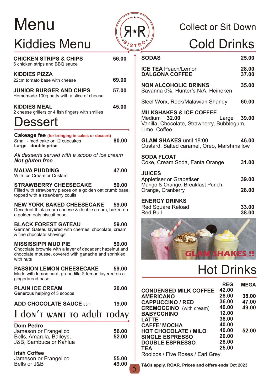 R&R Bistro – PLEASE NOTE NO CASH PAYMENTS-CARD PAYMENTS ONLY